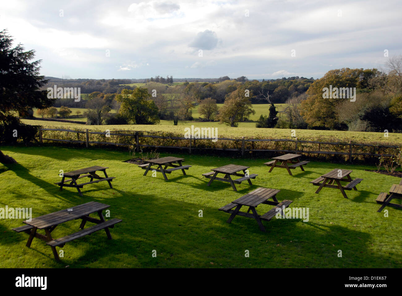 Pub Garden and Sussex view from garden of Griffin Inn, Fletching ...