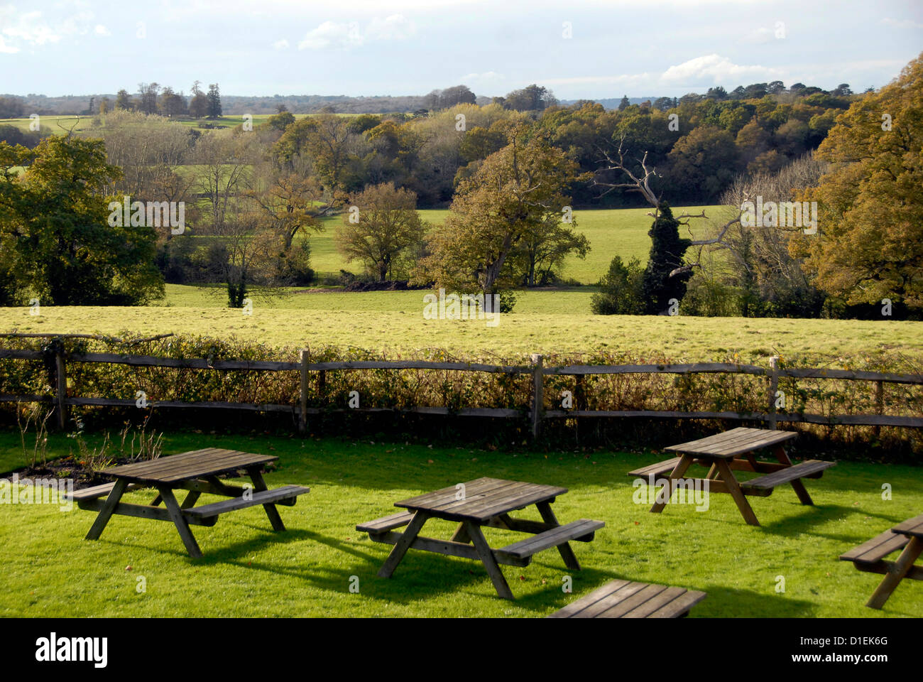 Pub Garden and Sussex view from garden of Griffin Inn, Fletching ...