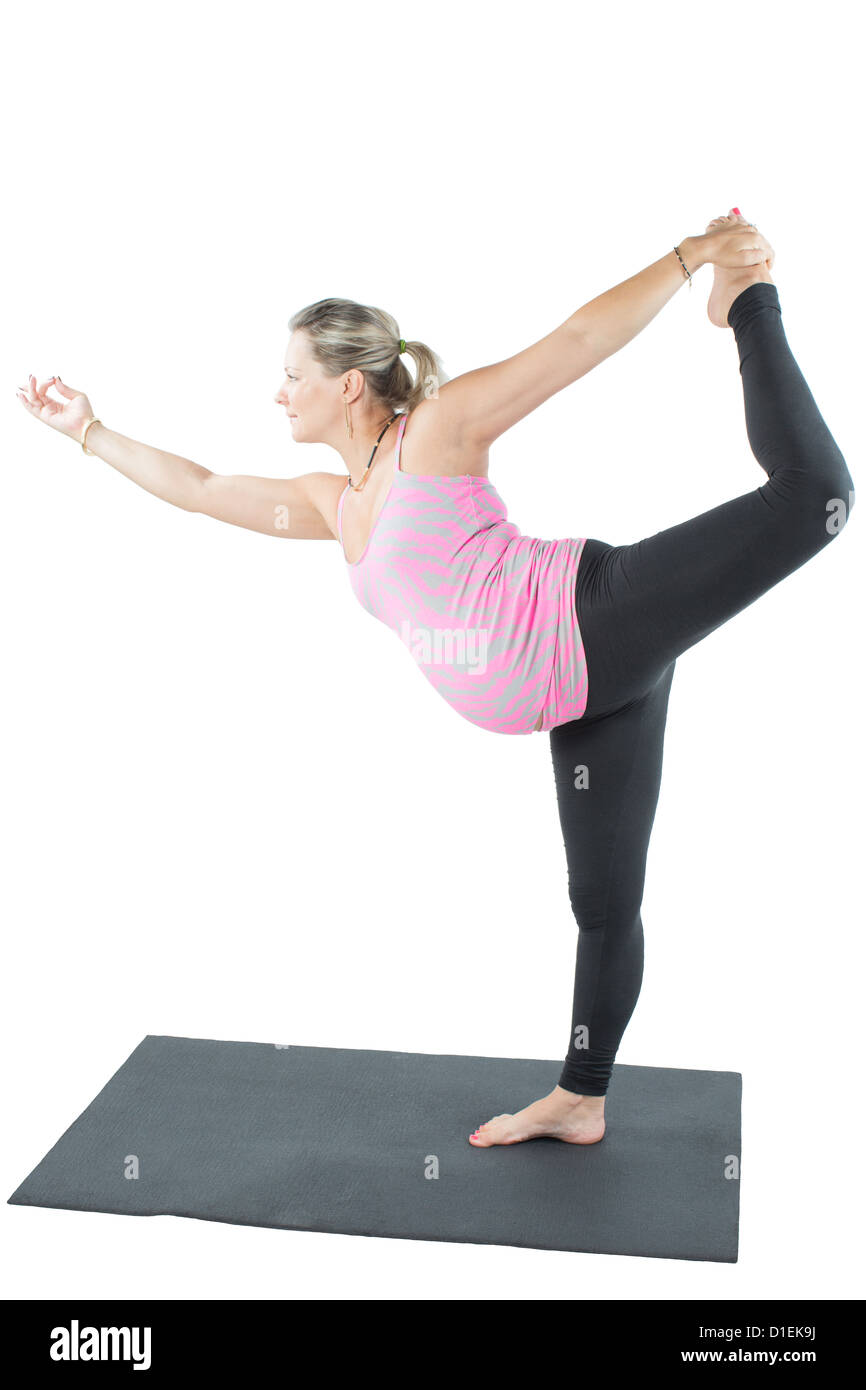 Young woman exercise yoga pose - isolated on white Stock Photo - Alamy