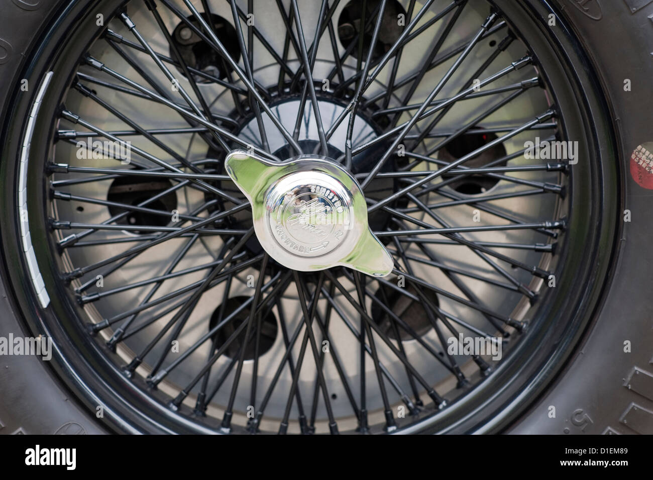 A spoked wheel on a vintage Alfa Romeo 8C at Prescott, Gloucestershire ...