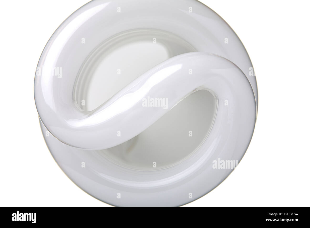 Close up of a compact fluorescent light bulb, isolated on white ...