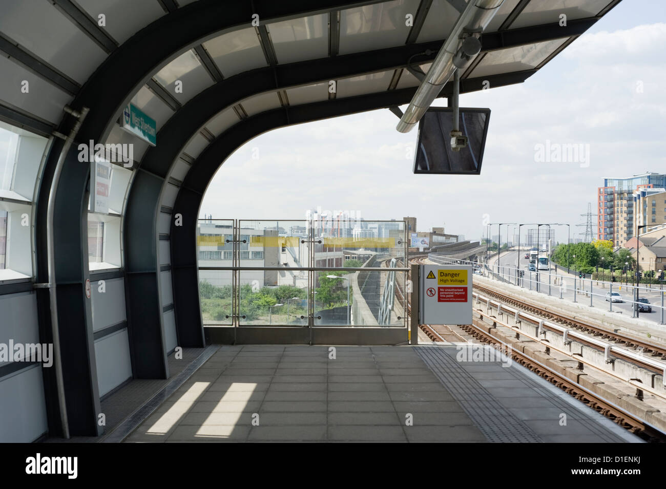 West Silvertown station on the Docklands Light Railway in East London ...