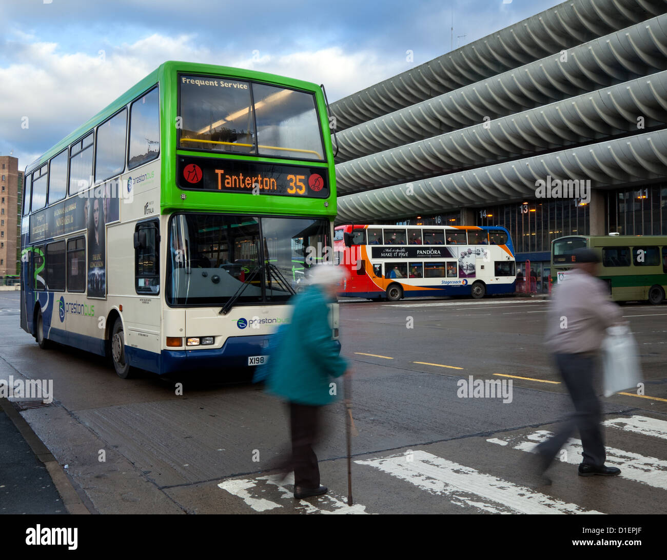 Central Terminus Preston Bus Station, and parked buses at Tithebarn St ...