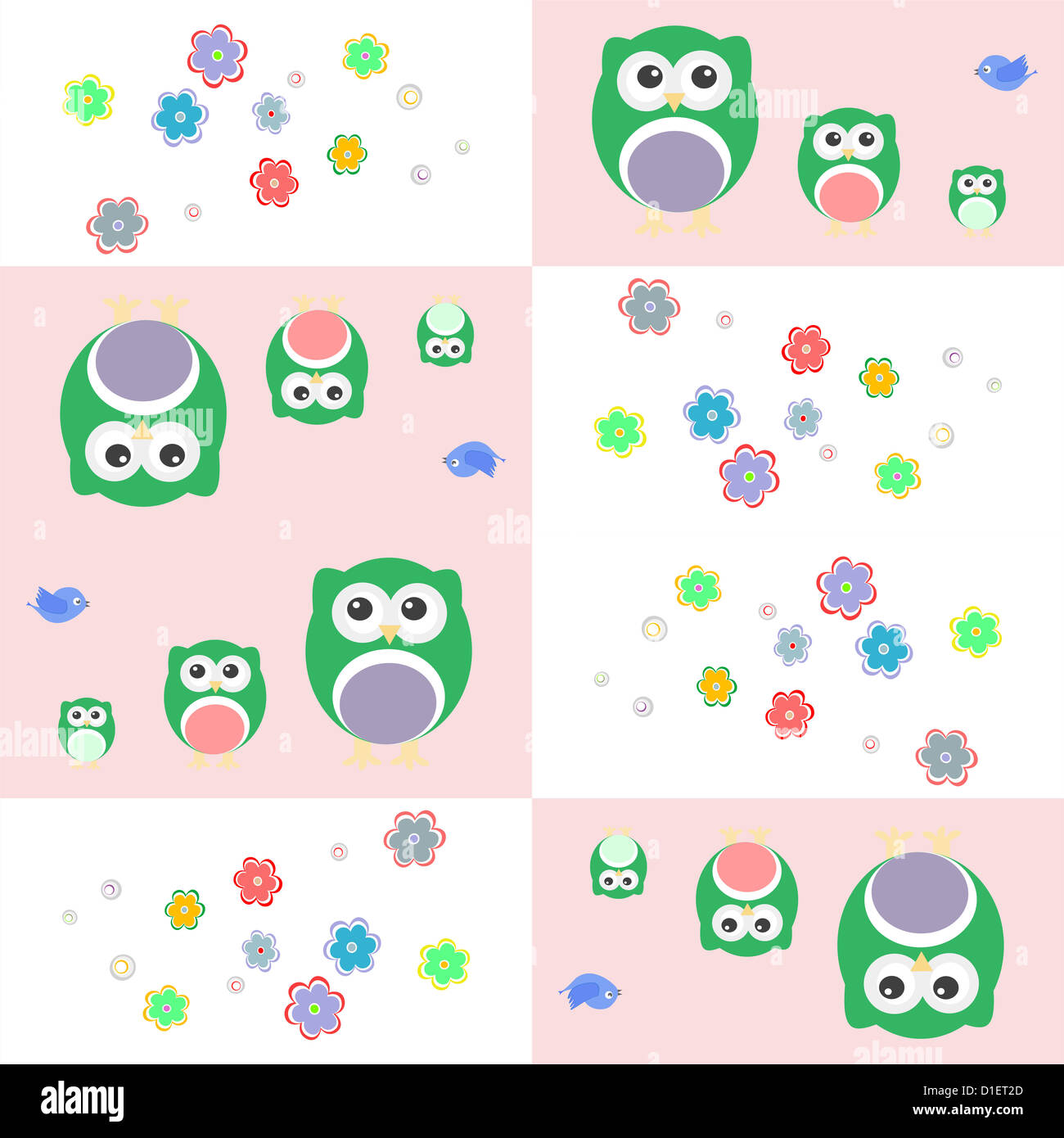 Seamless colourfull owl pattern for kids Stock Photo - Alamy