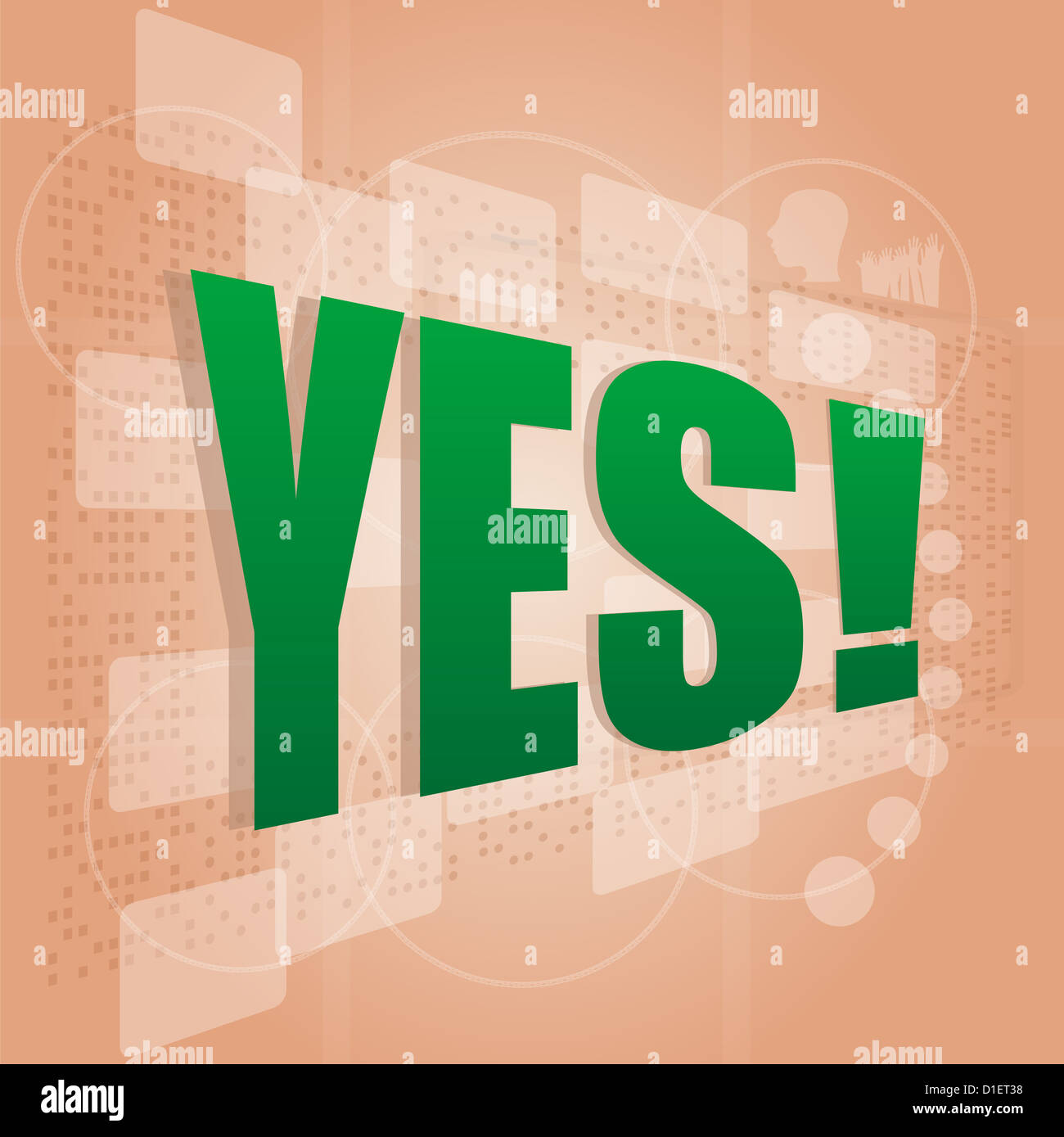 Life style concept: pixelated words Yes on digital screen, 3d render ...