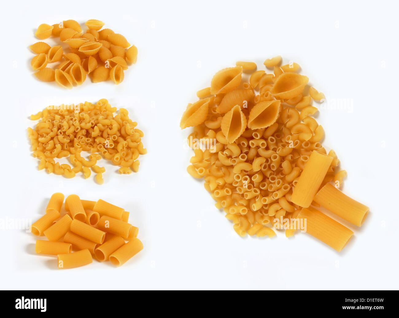 Collection of italian pasta portion isolated on white background Stock ...