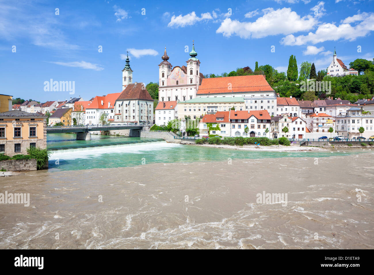 Confluence of rivers Steyr and Enns in Steyr, Austria Stock Photo - Alamy