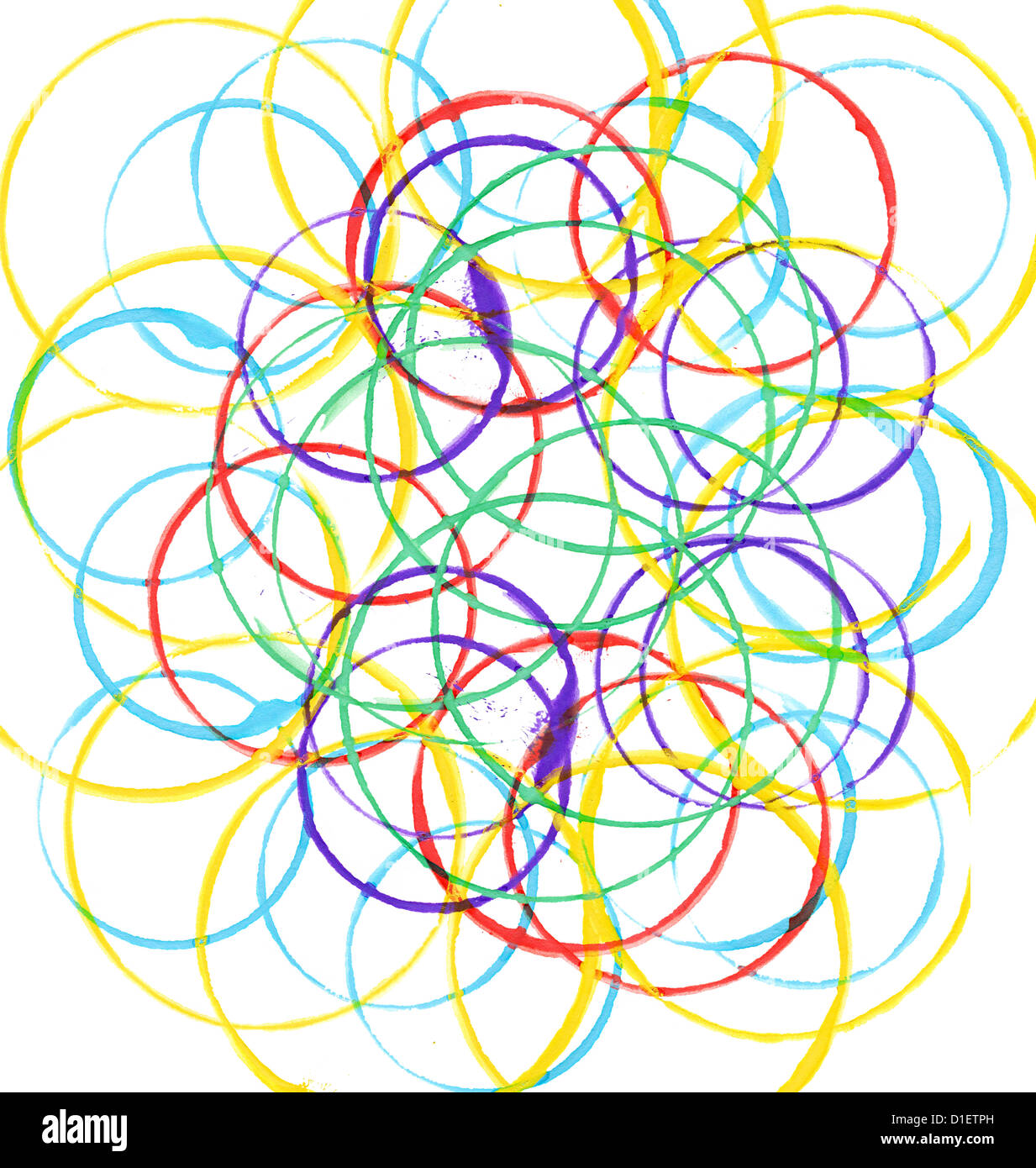 Colored circles made with paint on a white background Stock Photo - Alamy