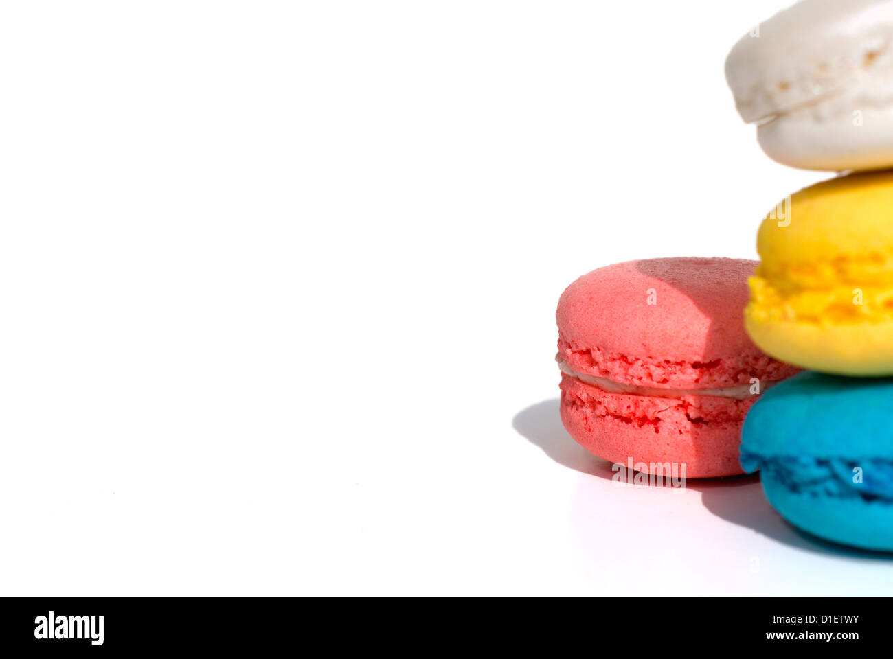 Collection of colorful macarons on a white background Stock Photo - Alamy