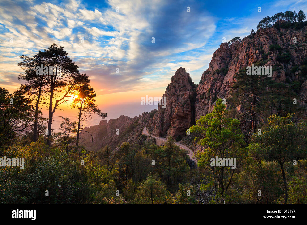 Sunset in the Calanche, Corsica, France Stock Photo - Alamy