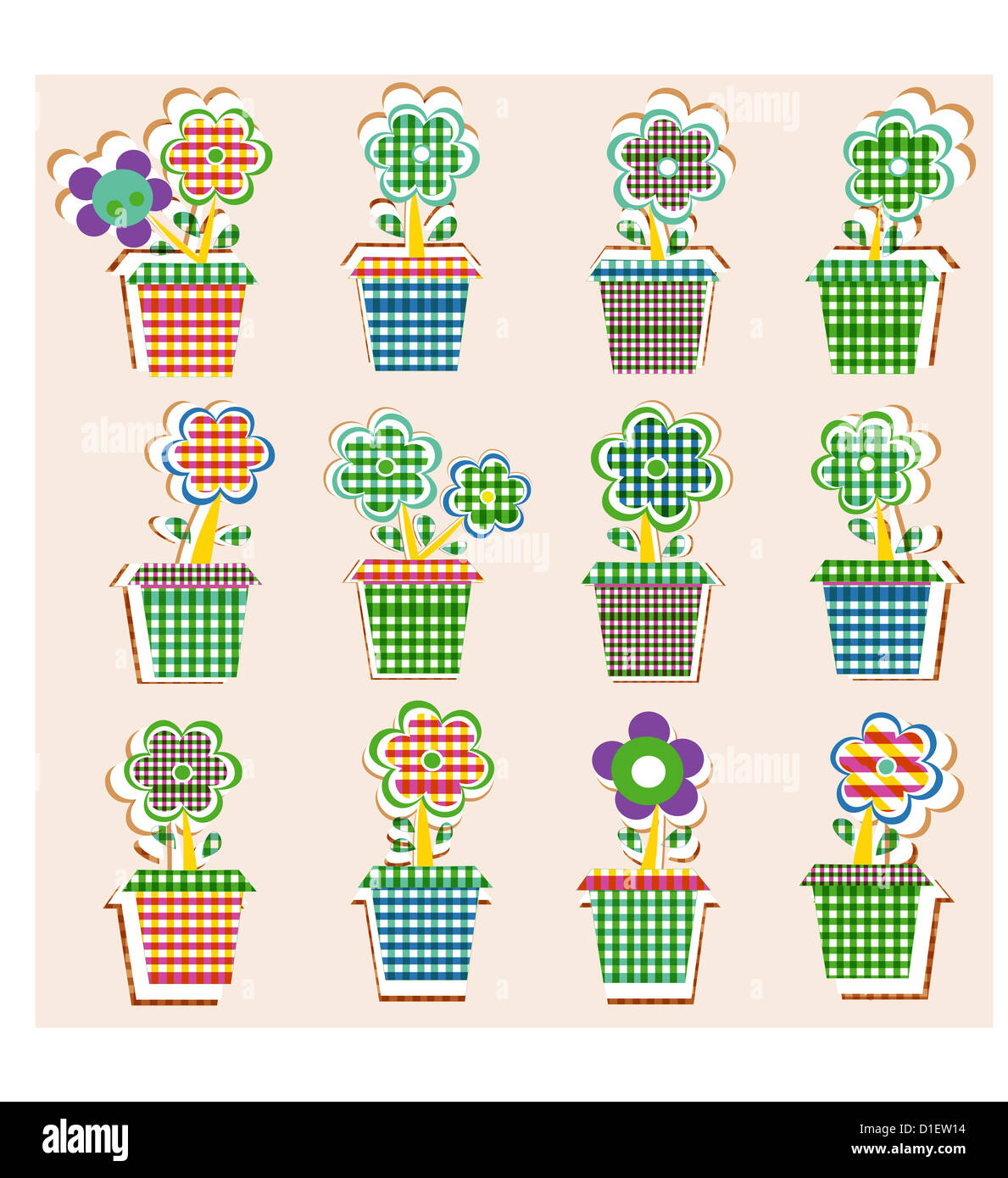 A set of colorful pots of flowers Stock Photo - Alamy