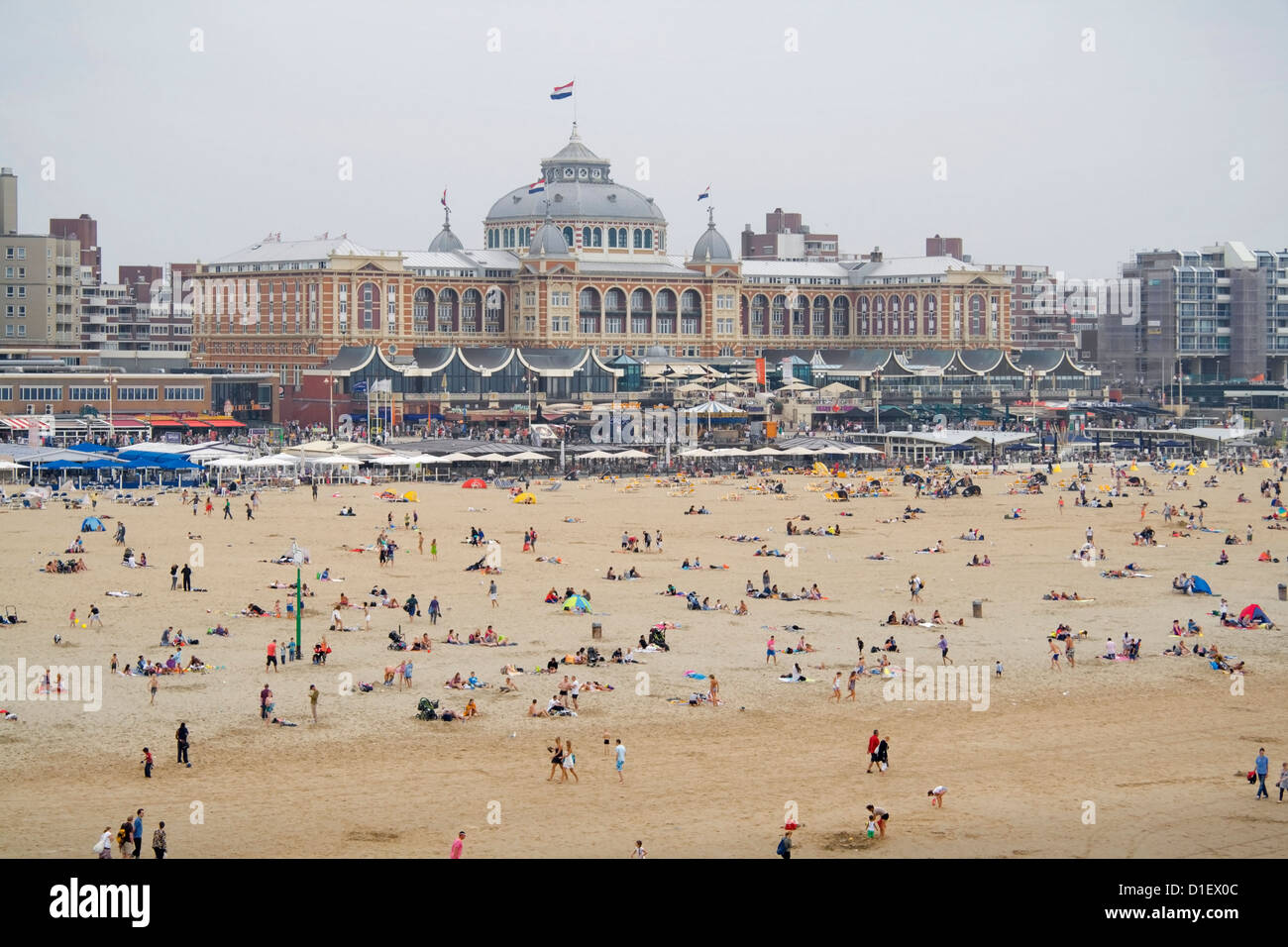 The beach with a backdrop of the Kurhaus in Scheveningen, Netherlands ...