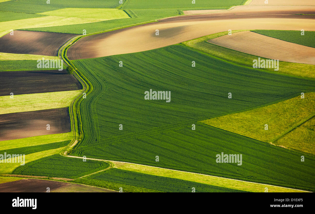 Different fields in spring, aerial photo Stock Photo - Alamy