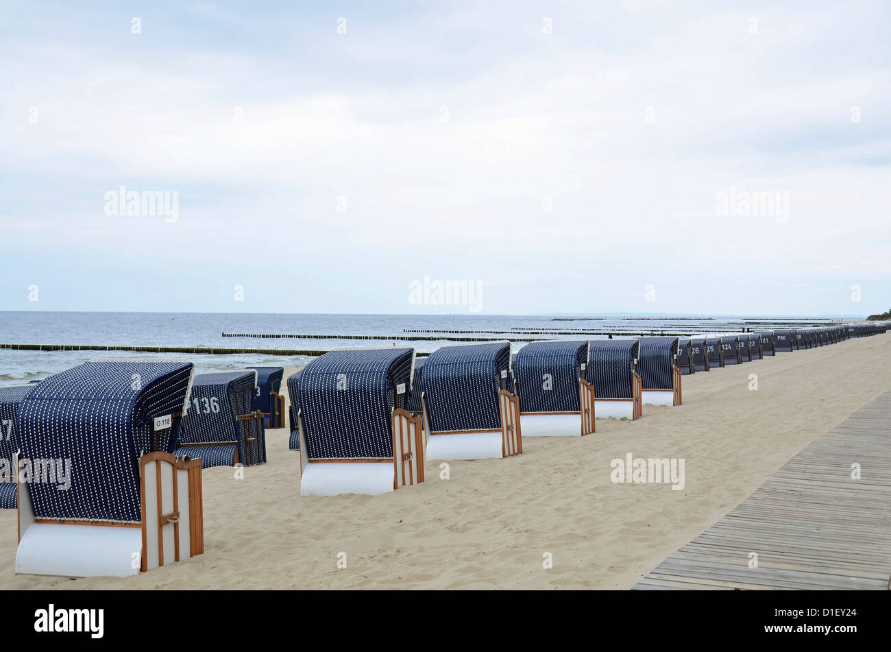 Beach chairs on the beach of Koserow, Usedom, Germany Stock Photo - Alamy