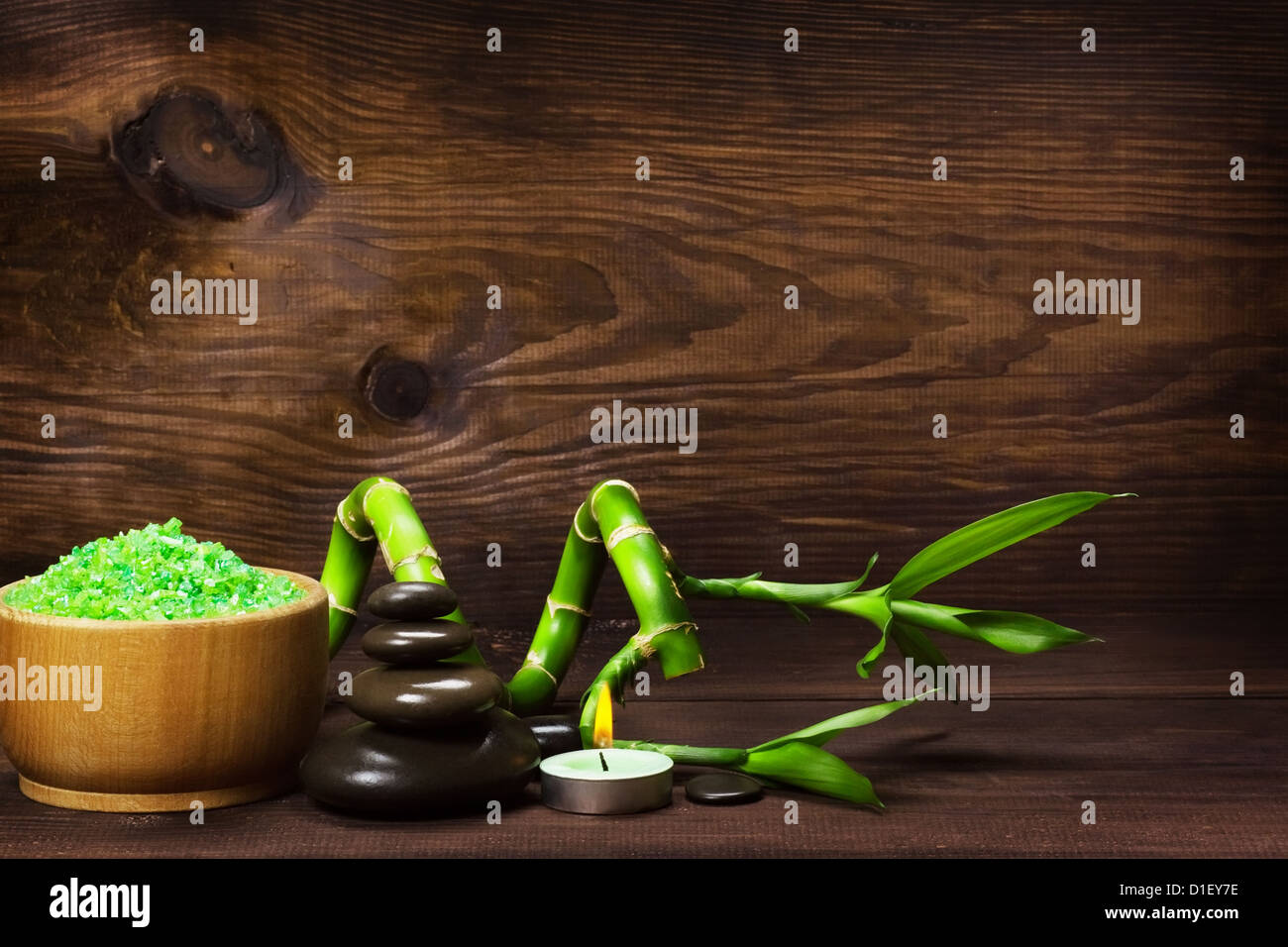 Spa still life with zen stone and bamboo Stock Photo - Alamy