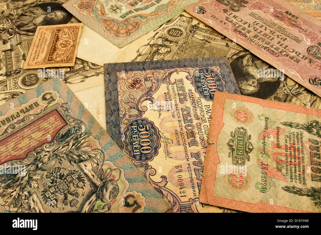 Old russian money banknotes close-up, background Stock Photo - Alamy