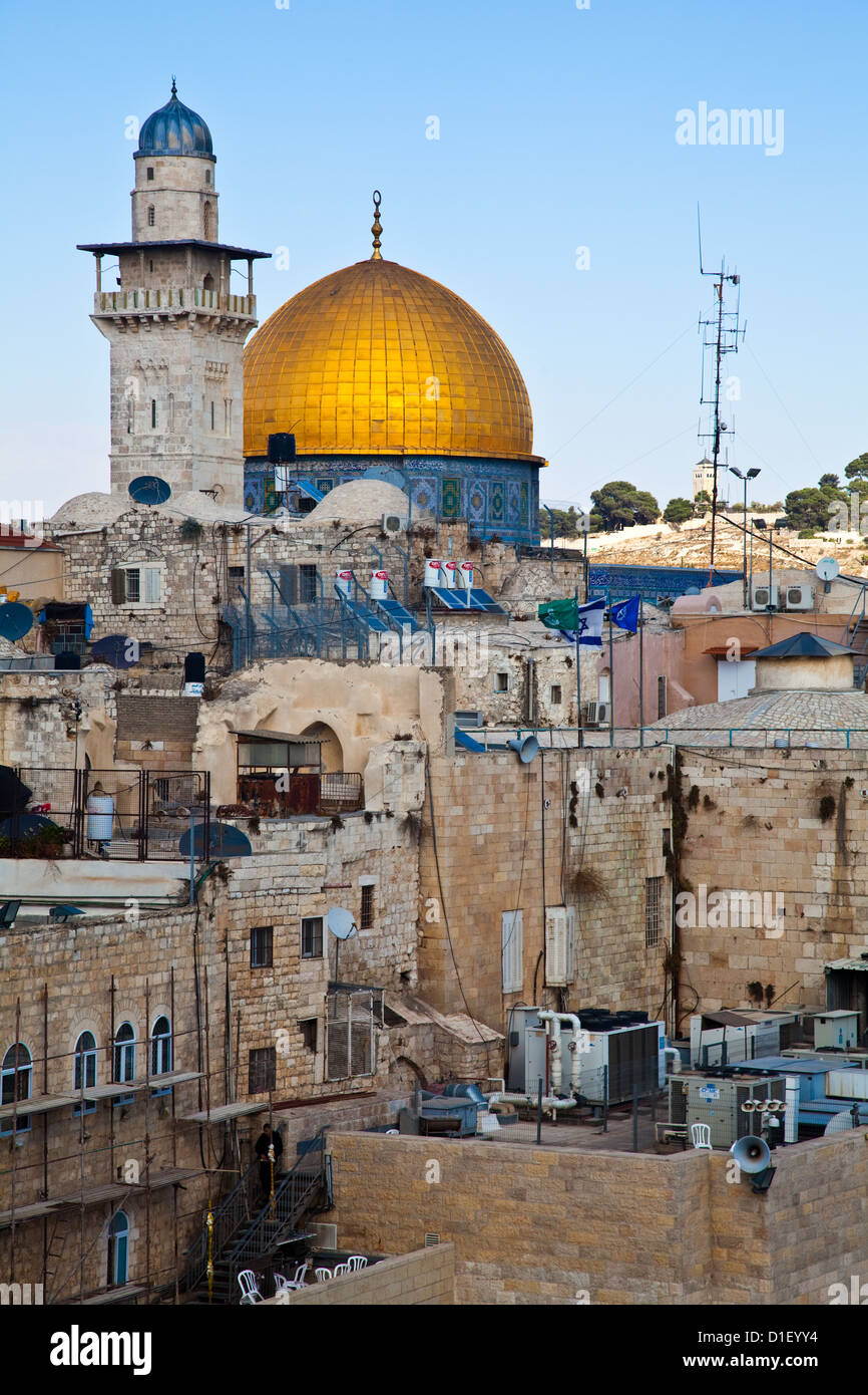 Dome of the Rock dominates the skyline near the Wailing Wall in ...