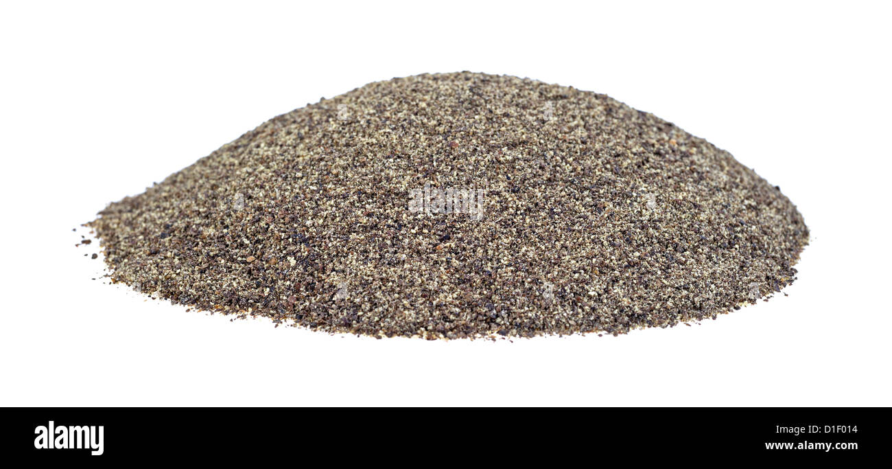 A large portion of ground pepper on a white background Stock Photo - Alamy