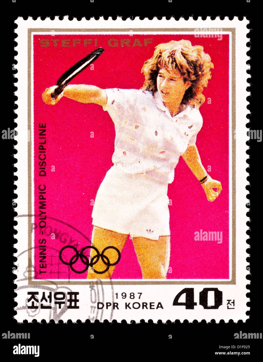 Postage stamp from North Korea depicting Steffi Graf (tennis player ...