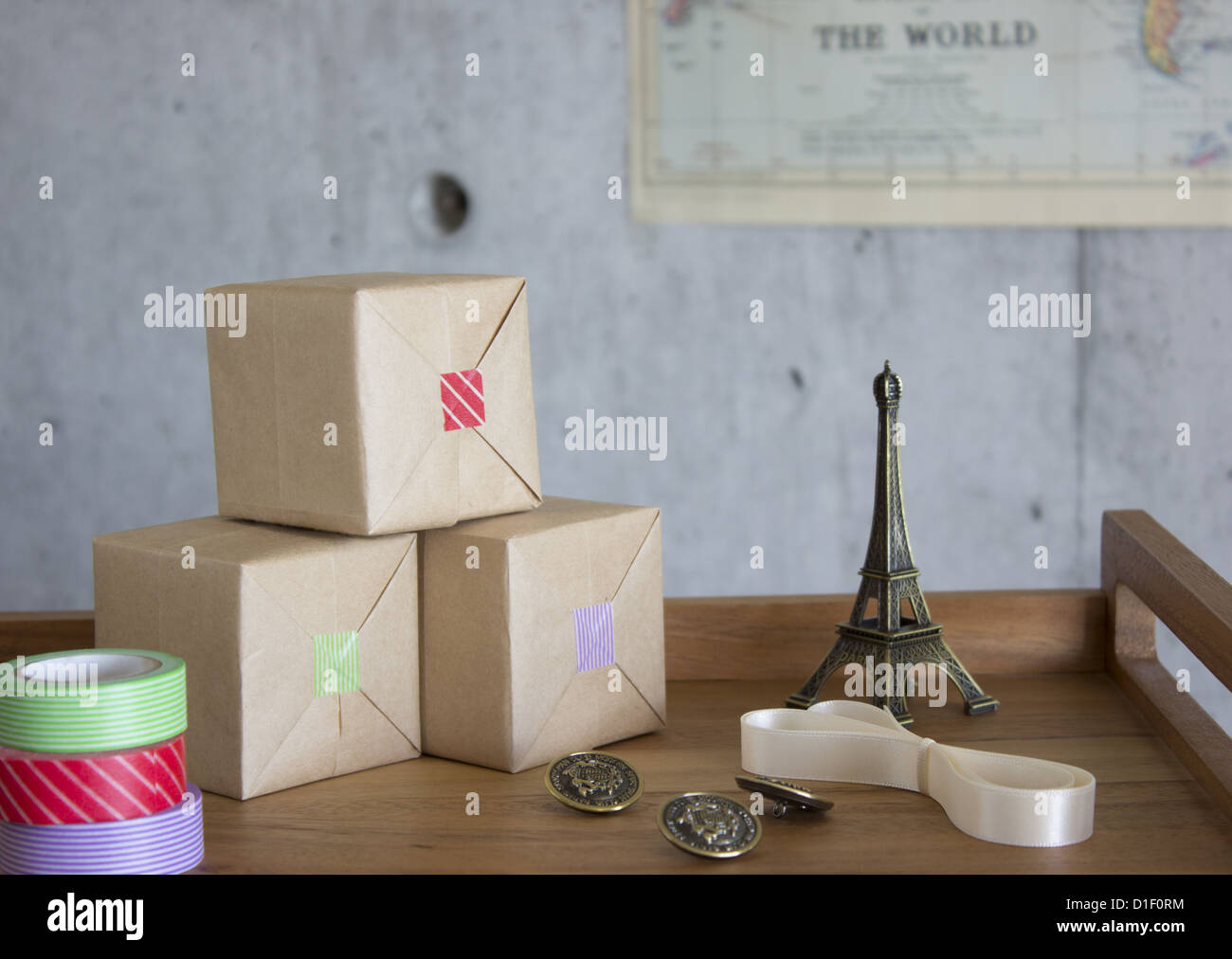 Gift boxes and variety goods Stock Photo - Alamy