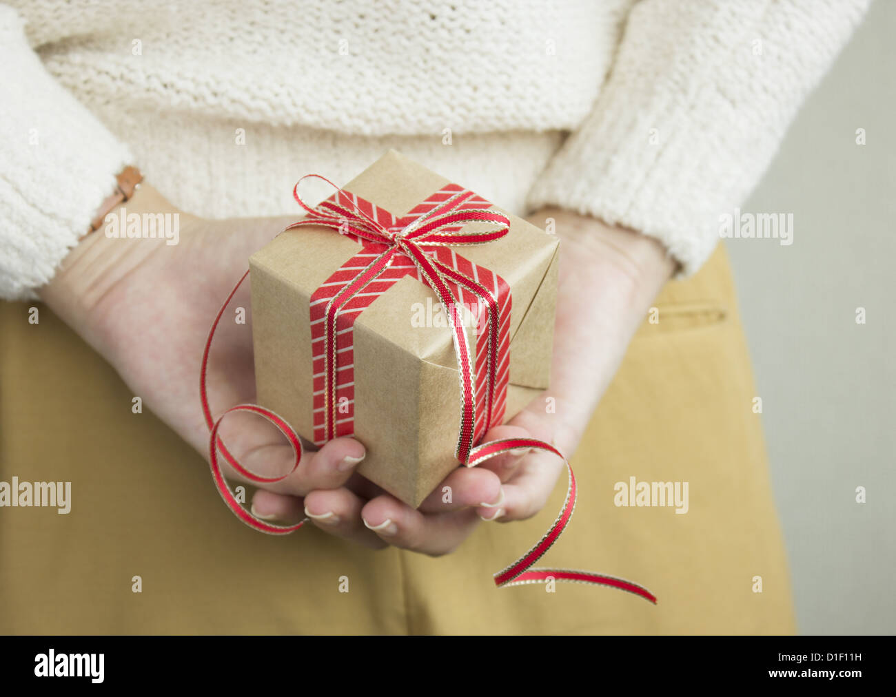 Hands holding a gift box Stock Photo - Alamy
