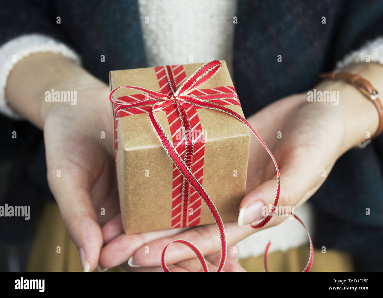Hands holding a gift box Stock Photo - Alamy