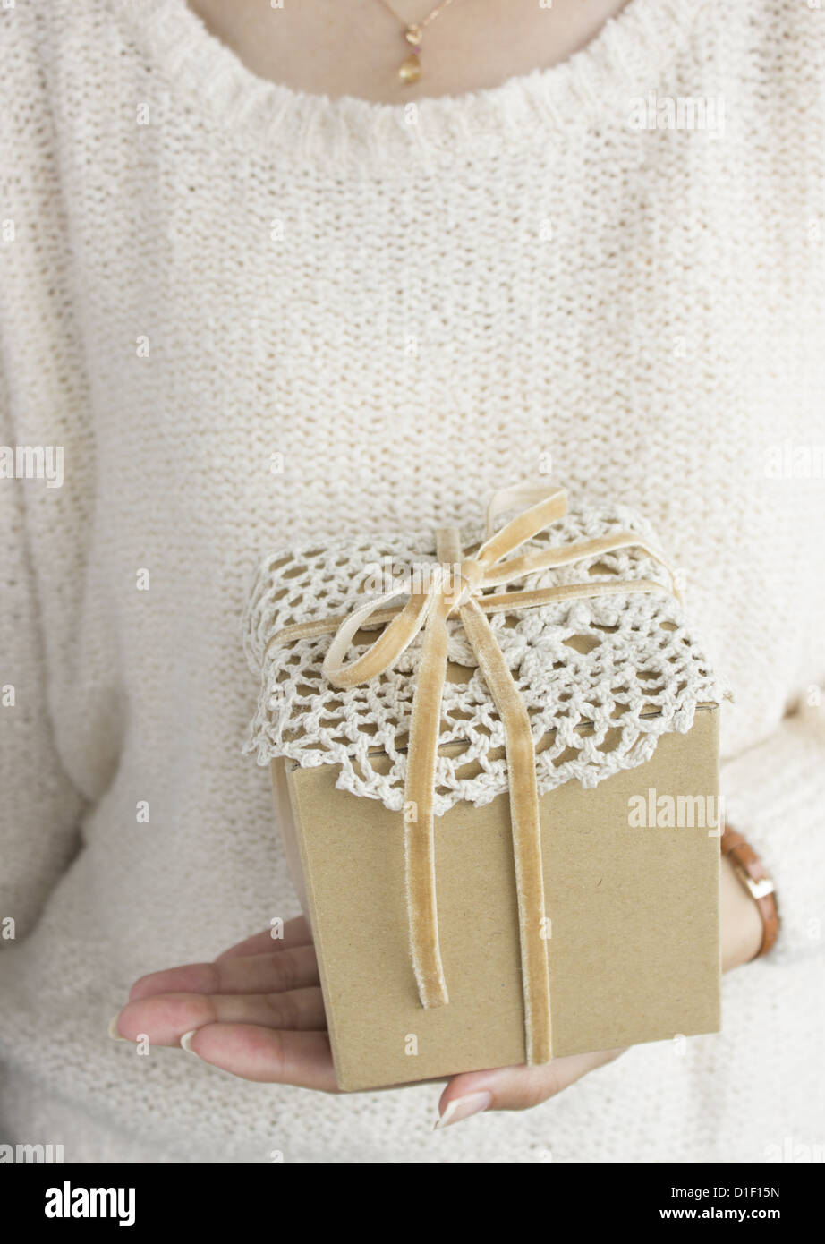 Hands holding a gift box Stock Photo - Alamy