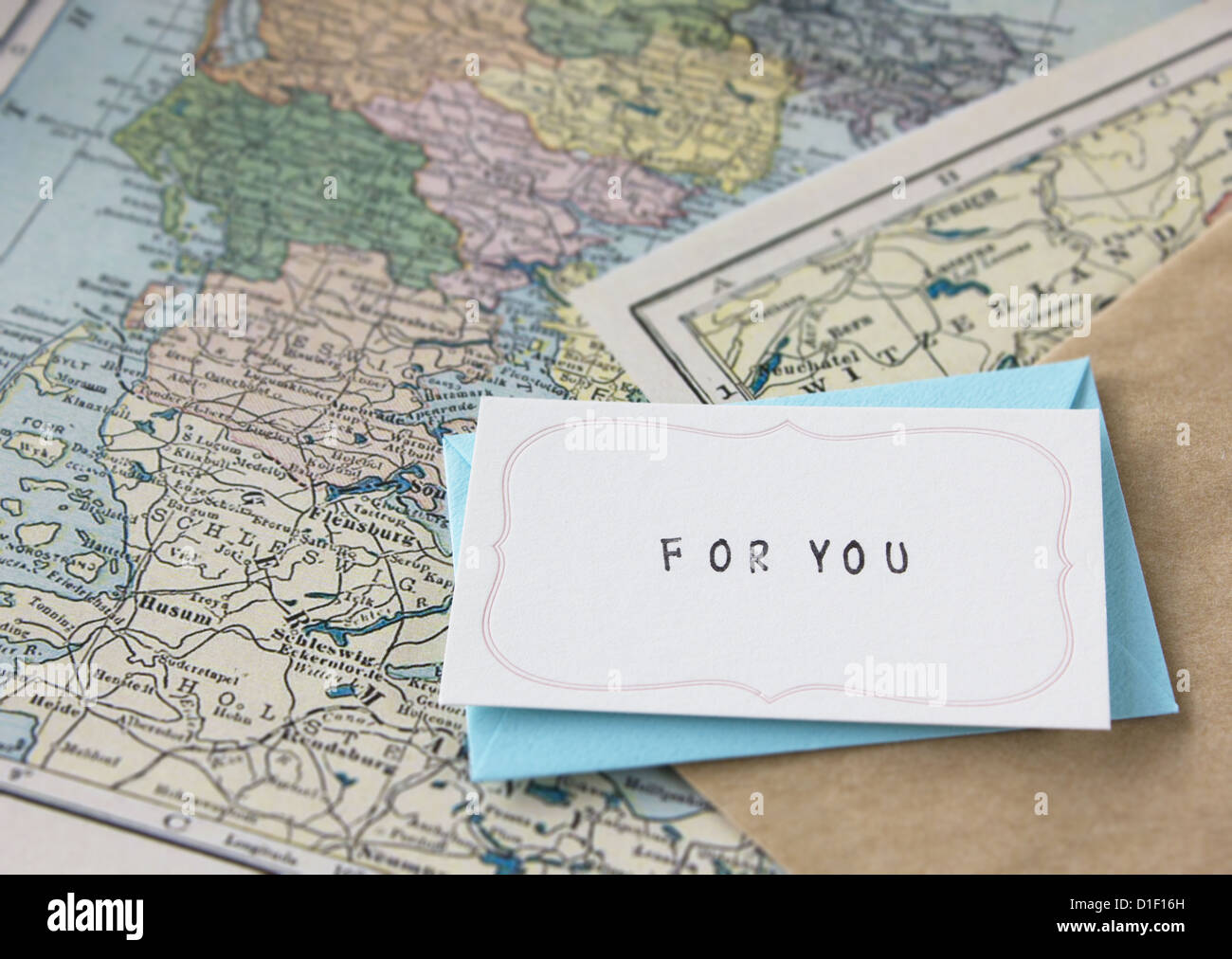 Message card and a map Stock Photo - Alamy