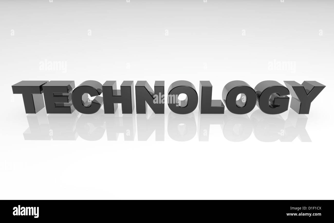 Buzzword technology 3d Text on a white background with reflection Stock ...