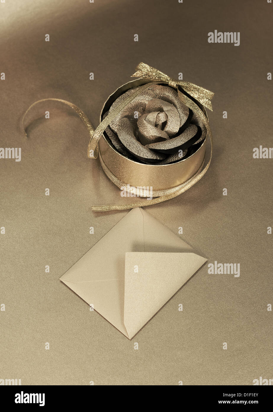 Corsage in a gift box and an envelope Stock Photo - Alamy