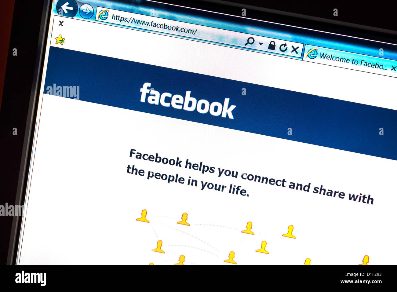 Facebook website display on computer screen Stock Photo - Alamy