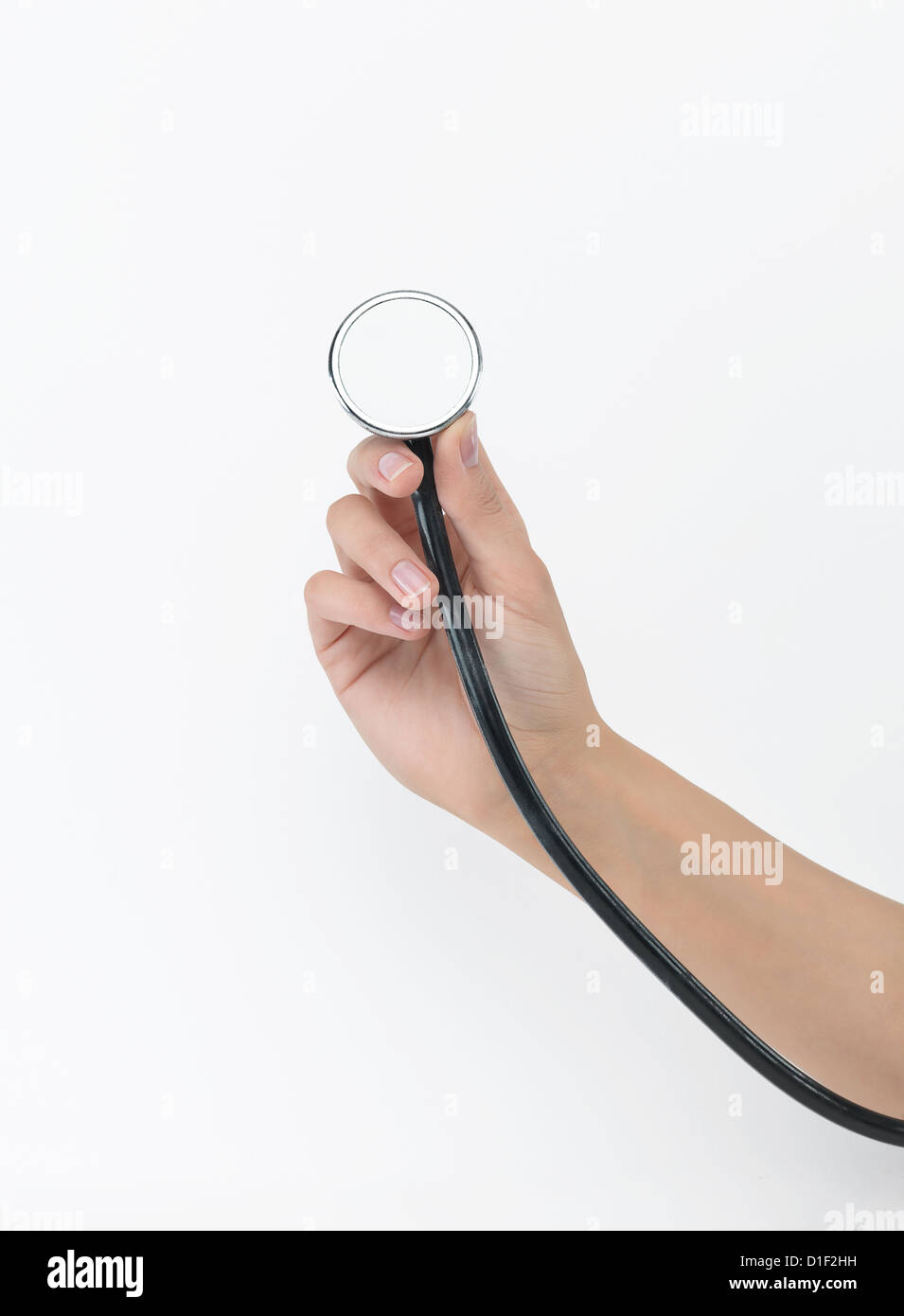 hand with stethoscope isolated on white background Stock Photo - Alamy