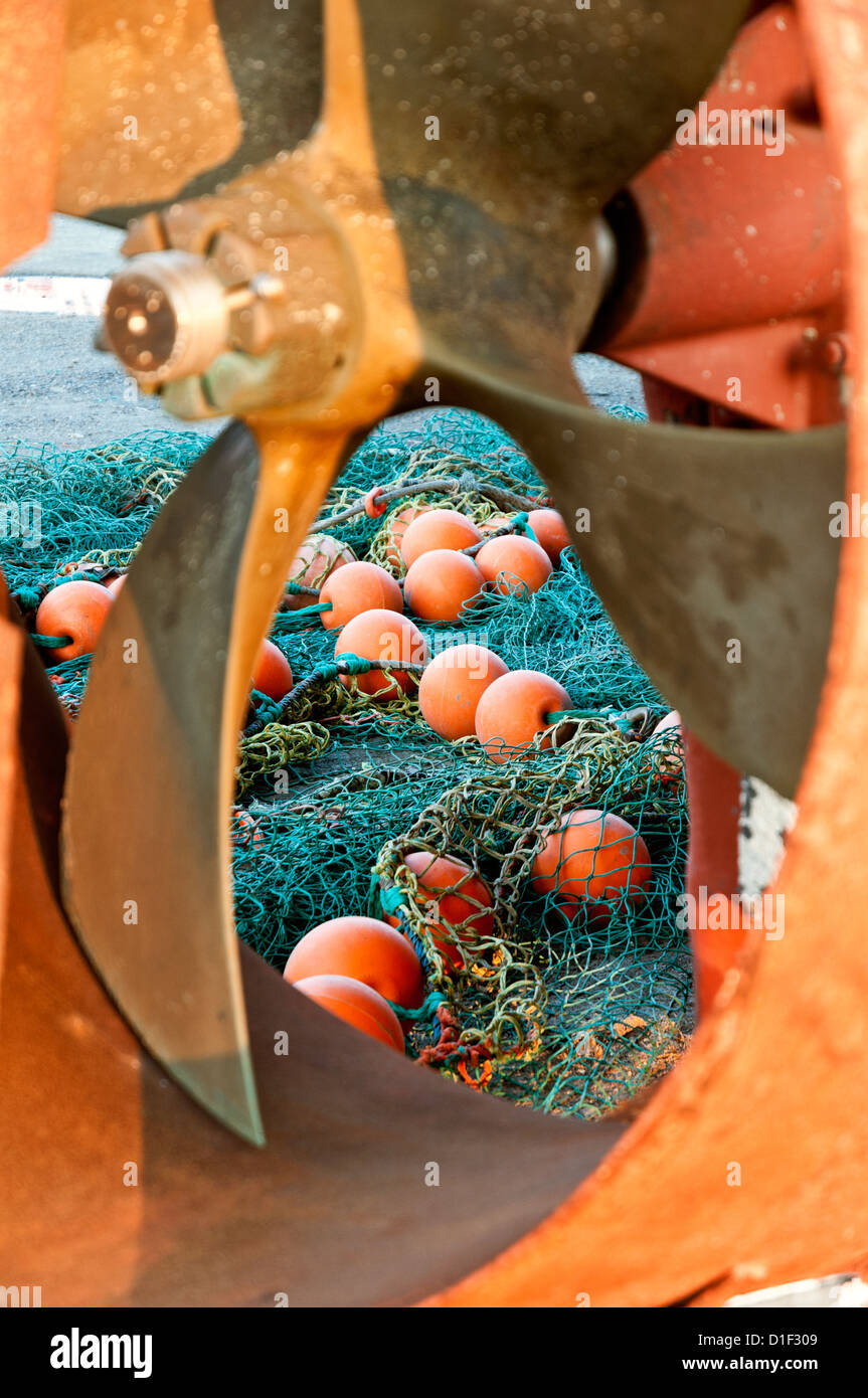 Fishing nets view through a propeller of a fish trawler Stock Photo - Alamy