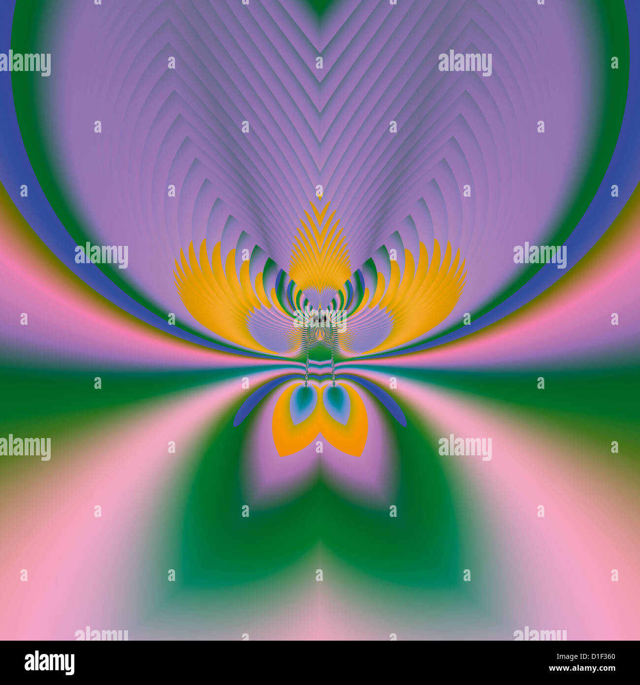 Bright and funky original fractal design, abstract art, purple lotus ...