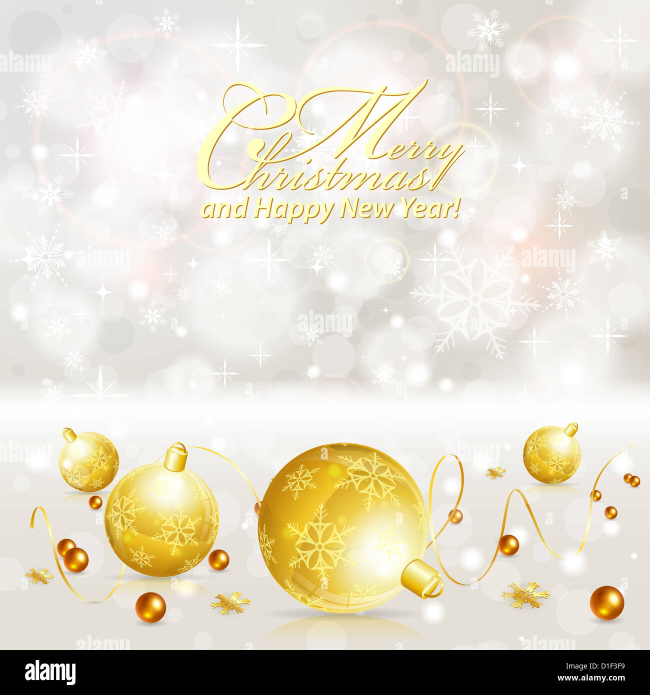 Christmas Background with Baubles and Streamer, illustration Stock ...