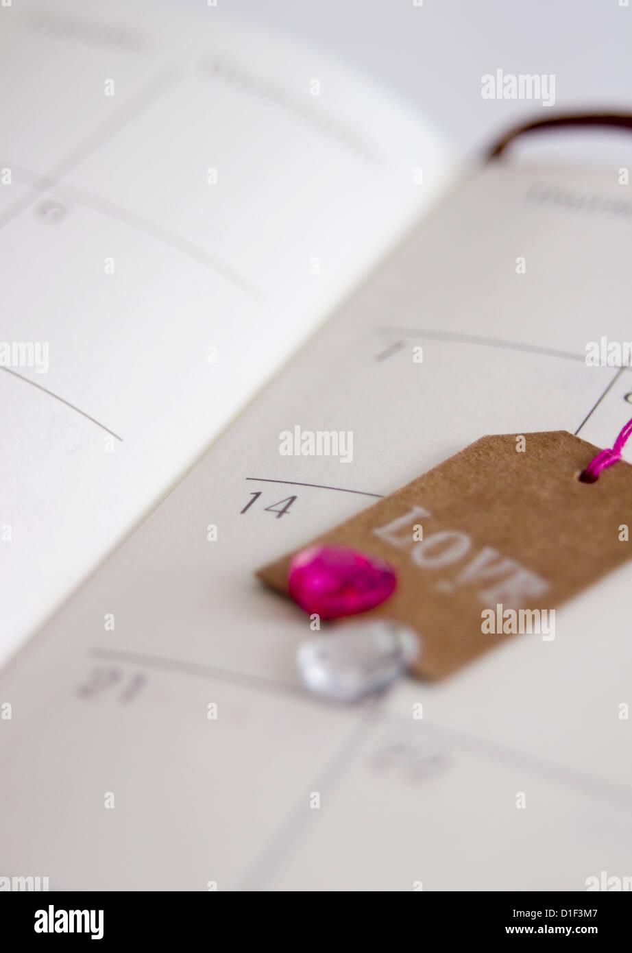 Diary with marked Valentine's Day Stock Photo - Alamy
