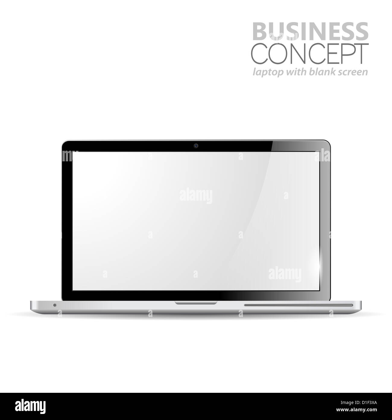 Laptop with Blank Screen, isolated on white background, vector ...