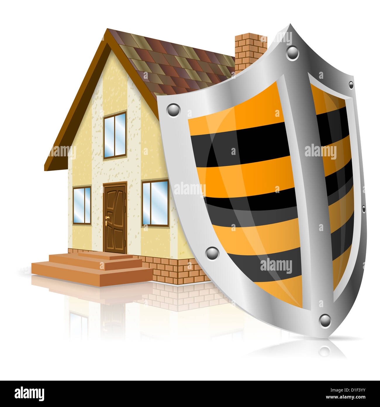 Home Icon with Shield - Safe House Concept, isolated on white ...