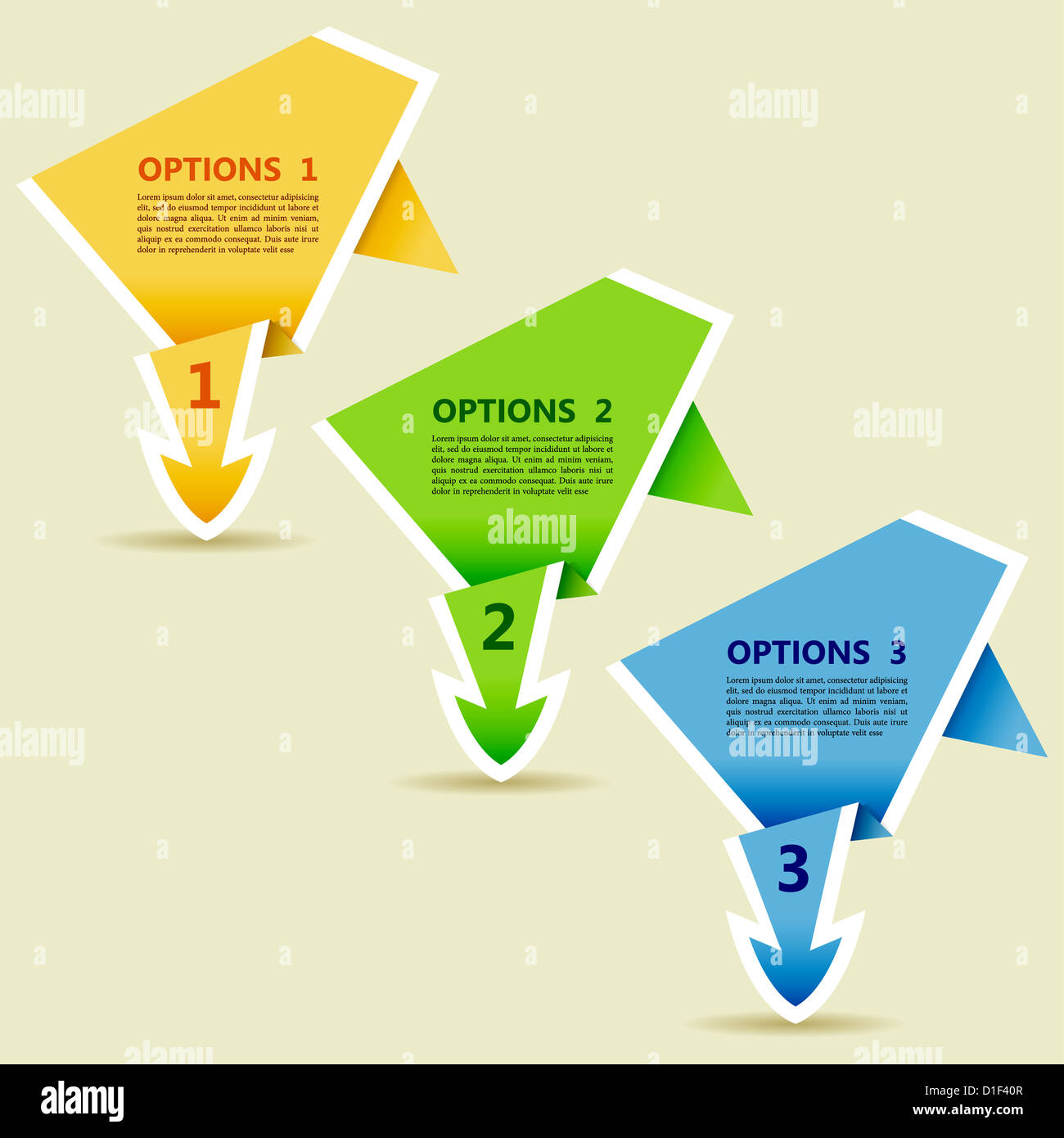 Set Paper Origami Options Arrow, illustration Stock Photo - Alamy