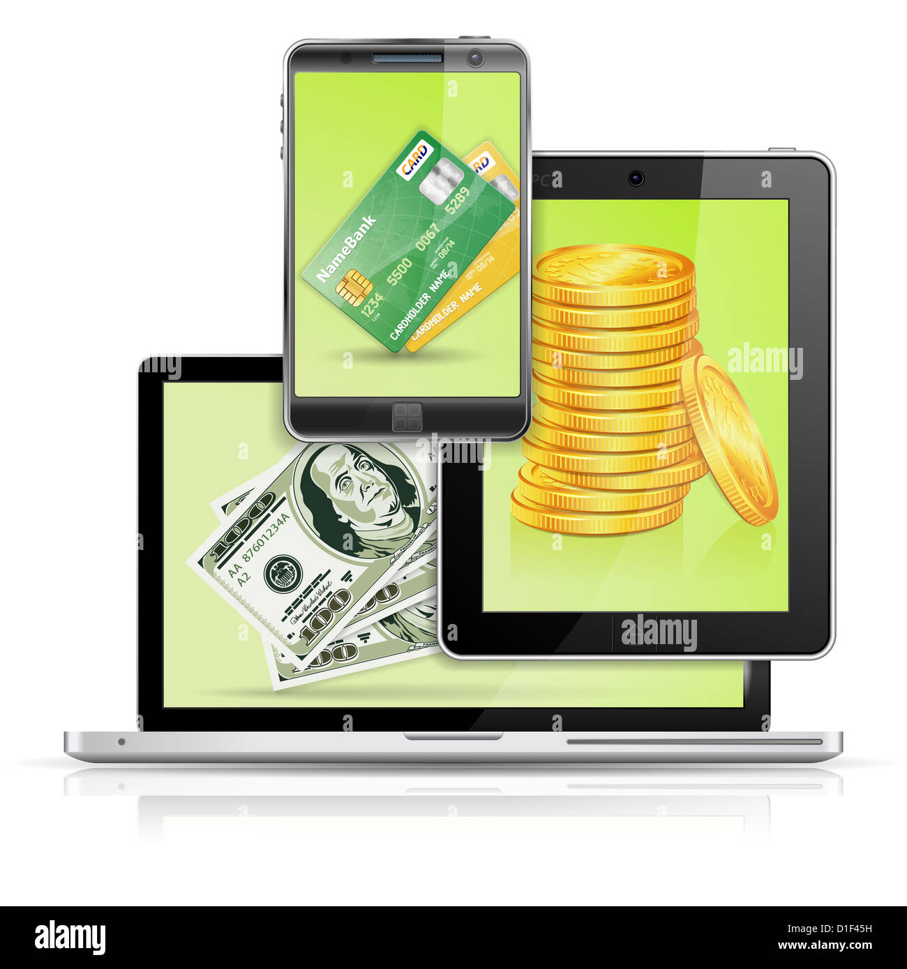 Modern laptop tablet smartphone green Cut Out Stock Images & Pictures ...