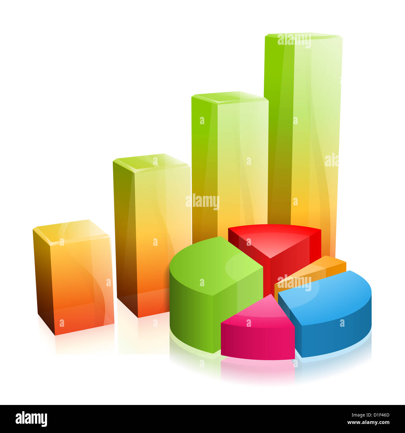 3d Glass Graph with Reflection Stock Photo - Alamy