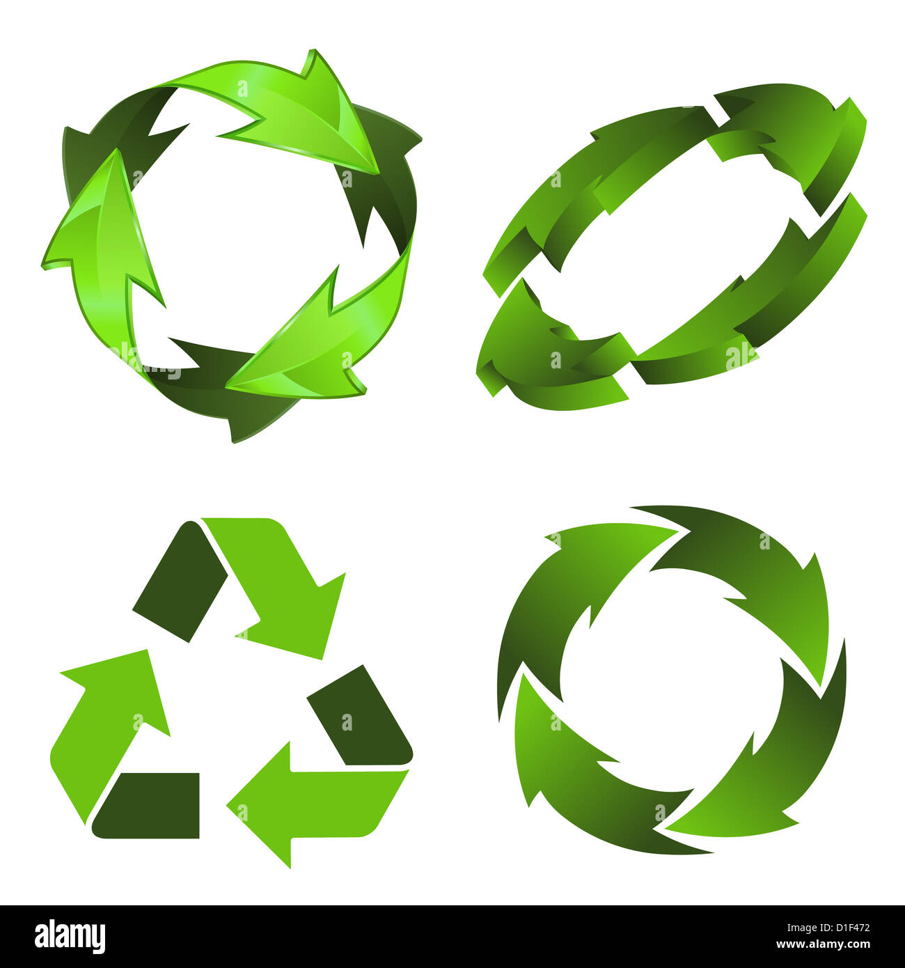 Set Environmental and Recycling 3D Icon isolated on white background ...