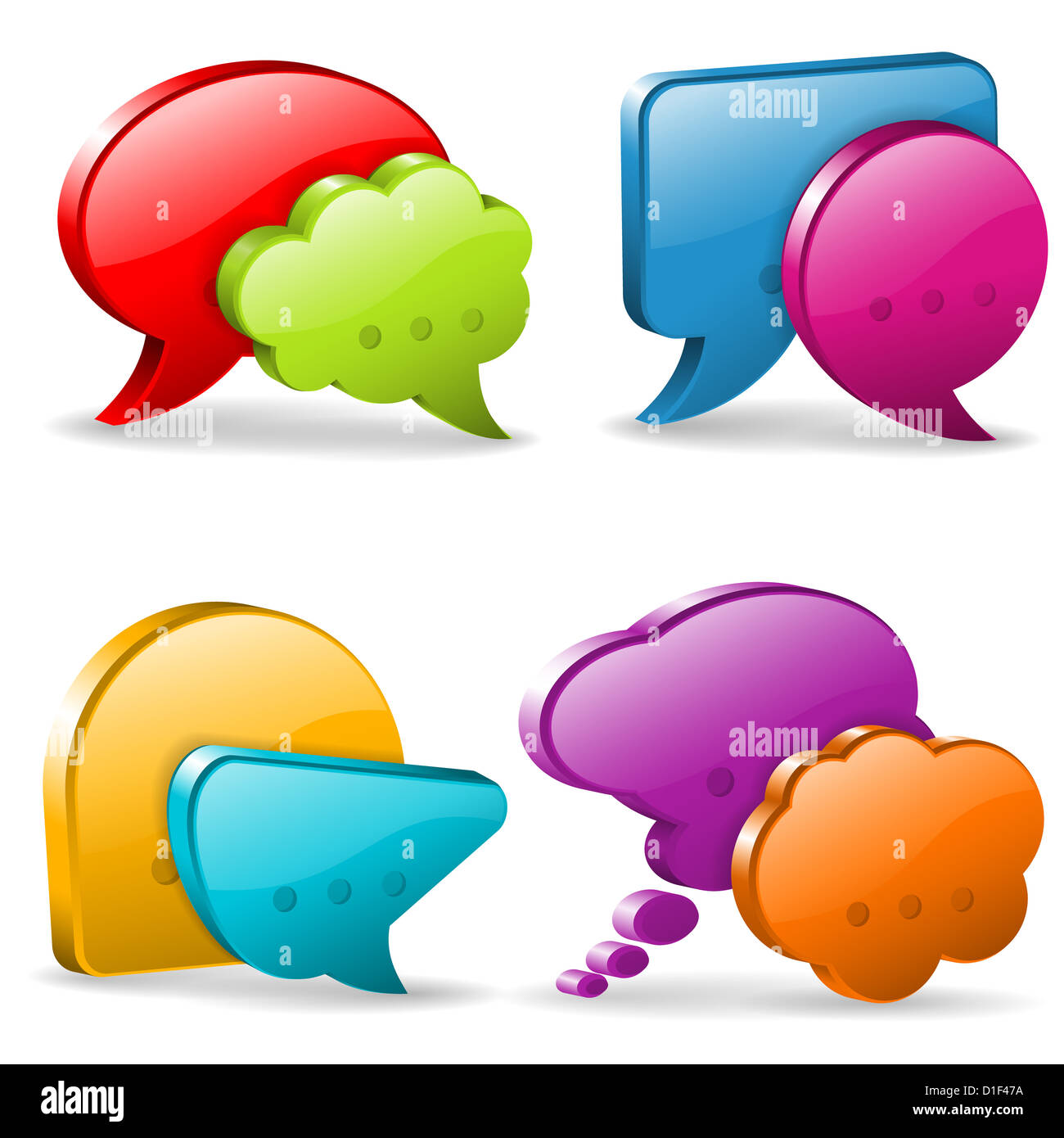 Set Speech and Thought Bubbles, social media concept, illustration ...