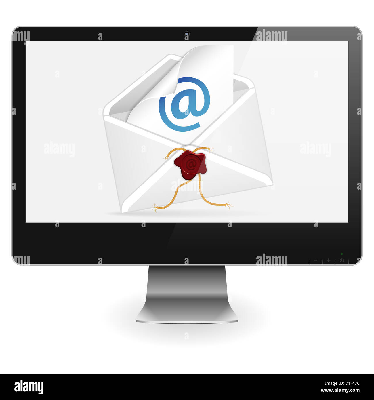 E-Mail concept - Letter on Computer Monitor, isolated on white ...