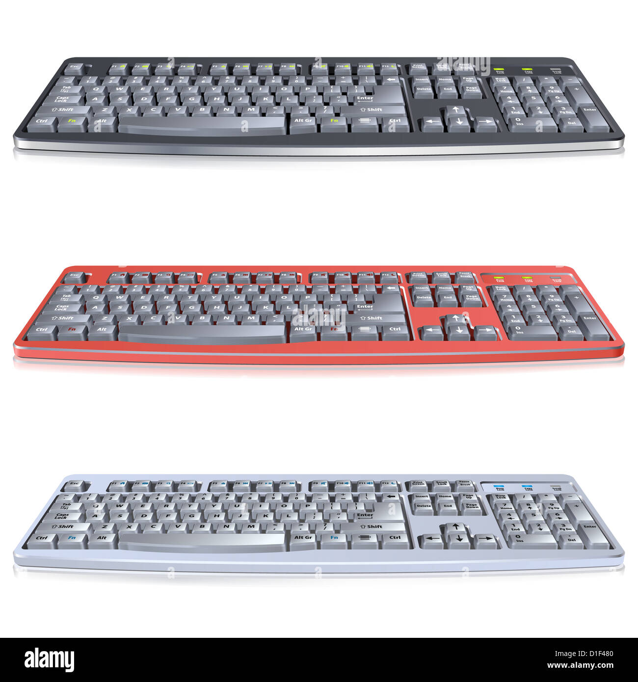 Set High Detailed Computer Keyboards, isolated on white background ...