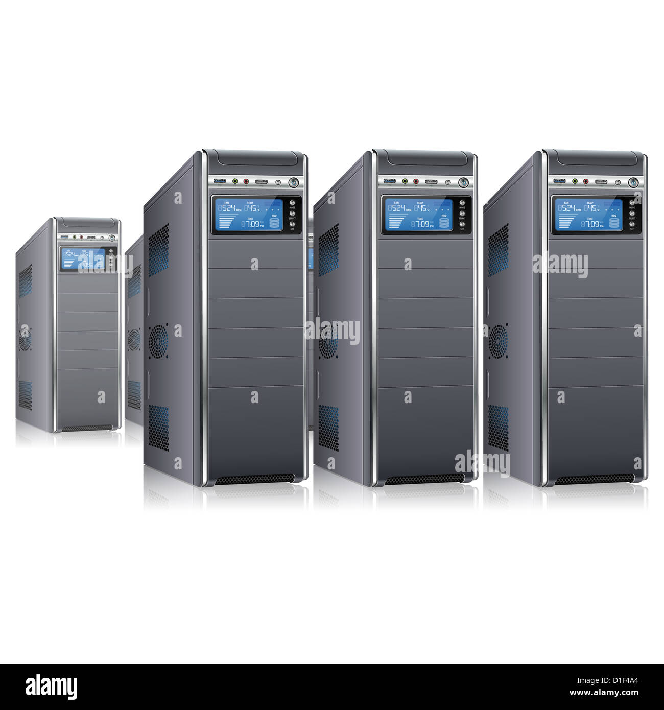 Network Concept - Servers with LCD Display, isolated on white ...