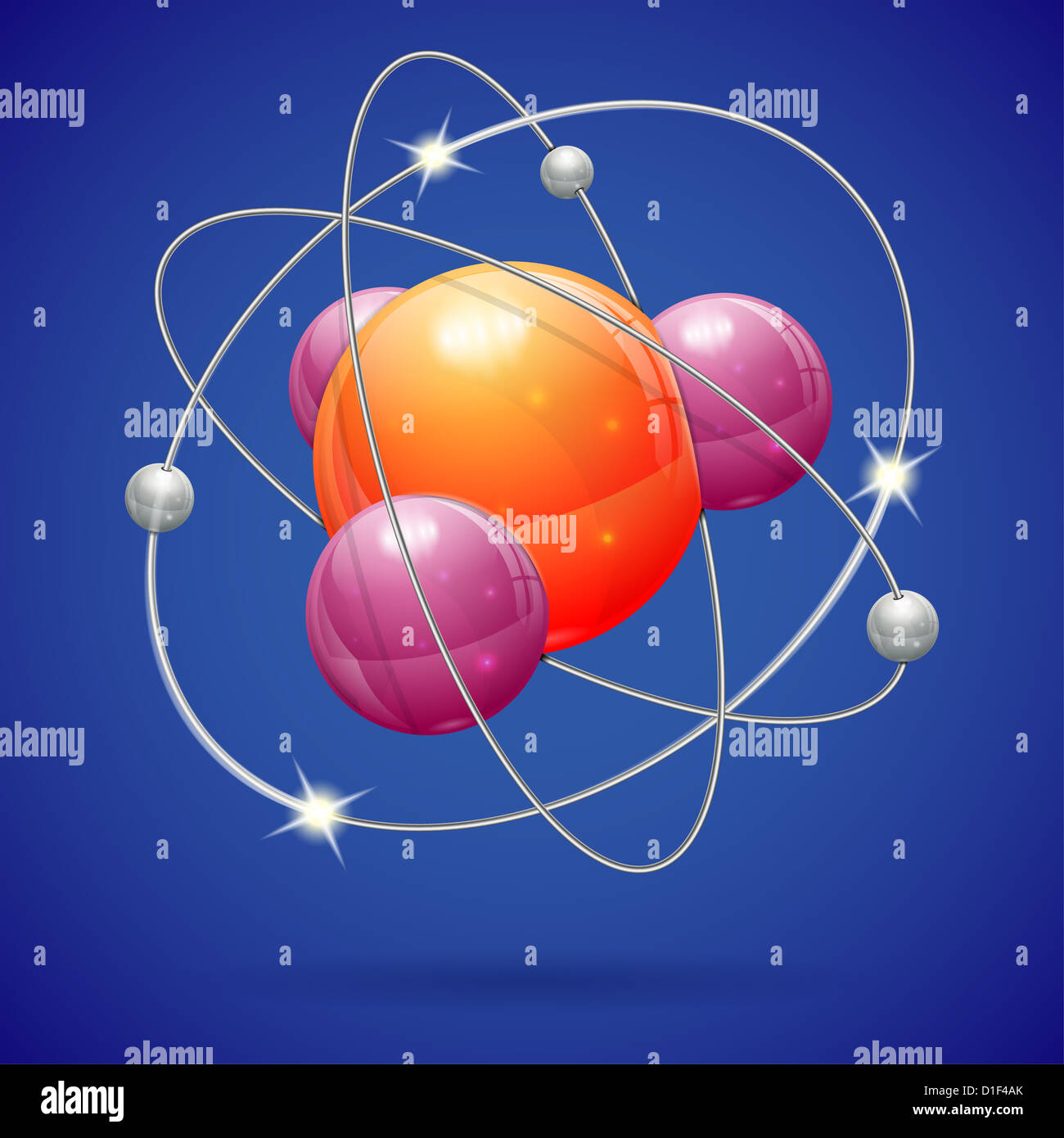 3D Realistic Atom Model, icon on blue background Stock Photo - Alamy