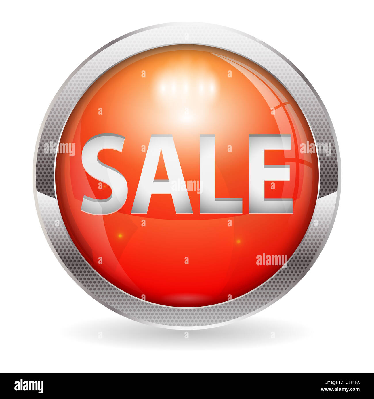 3D Red Sale Button, isolated on white, easy change color, vector ...