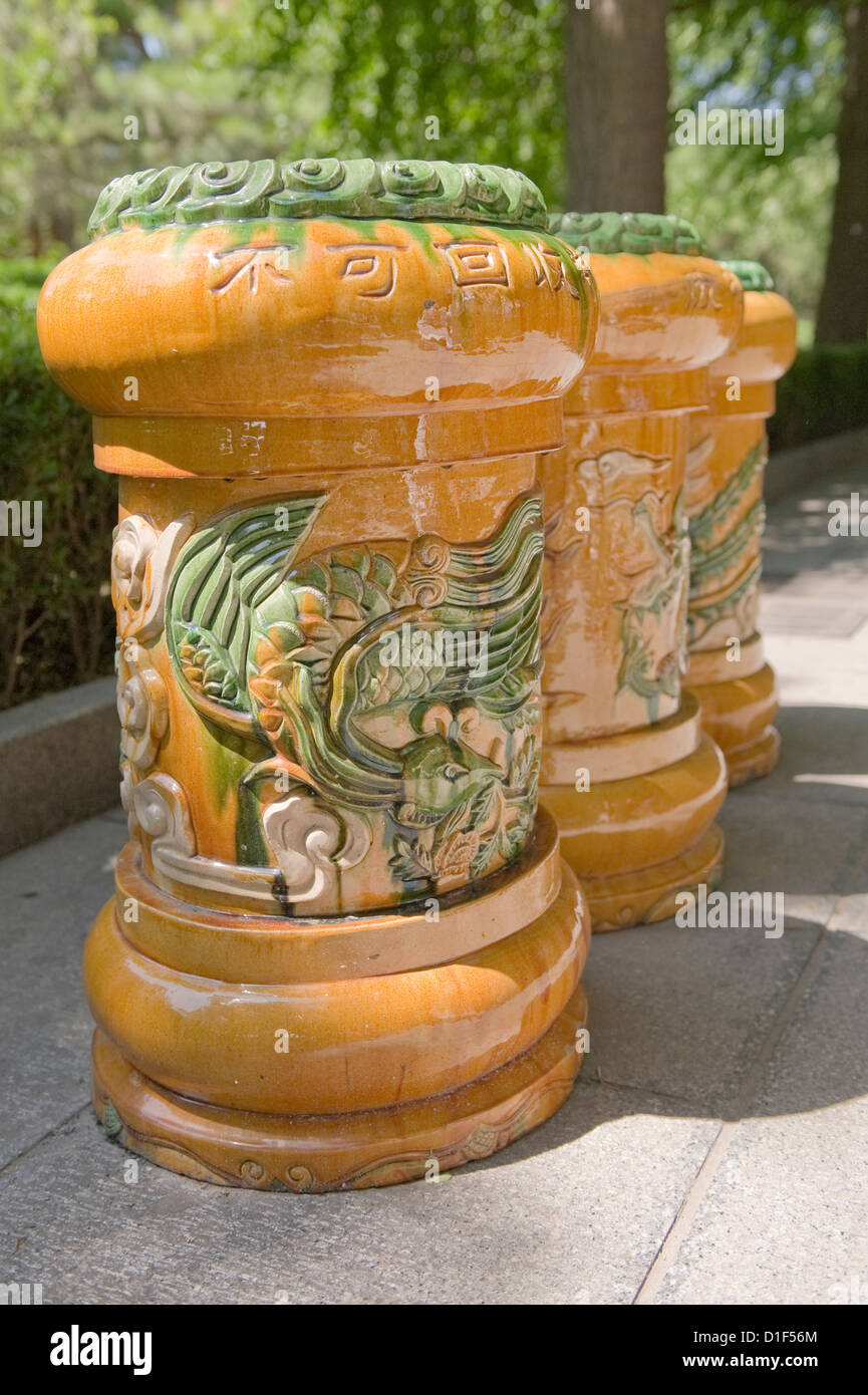 Chinese decorated garbage bins Stock Photo - Alamy