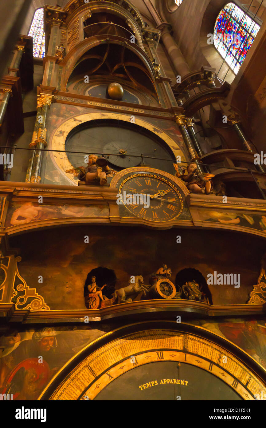 The astronomical Clock in the Cathedral of Strasbourg, France Stock ...